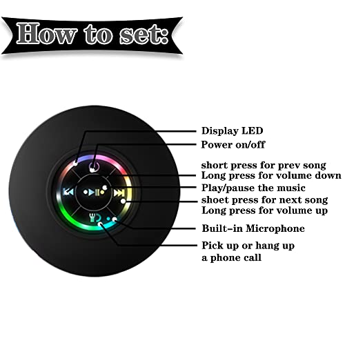 BESTLA Upgrade LED Light Mini Bluetooth Speaker, Portable Outdoor Shower Speaker, Built-in Microphone, Black