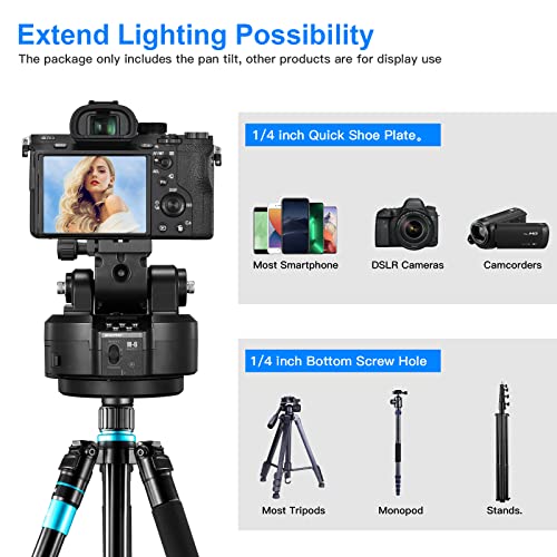 Soonpho M6 Auto Face Tracking Motorized Rotating Panoramic Tripod Head,AI Smart Face Body Tracking Remote Control Pan Tilt Head with Remote Control and Mobile Phone Clip for DSLR Cameras/Camcorders