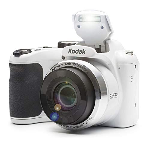 Kodak PIXPRO AZ252 Astro Zoom 16MP Digital Camera (White) Bundle with Camera Case and Accessory Bundle for DSLR, Mirrorless, and Camcorders and 16GB Memory Card (3 Items)