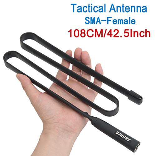 ABBREE Tactical Antenna 42.5Inch SMA-Female Dual Band 144/430Mhz Foldable Compatible with 23.6 Inch Coaxial Cable Compatible with UV-5R UV-82HP BF-F8HP GT-3TP Ham Two Way Radio