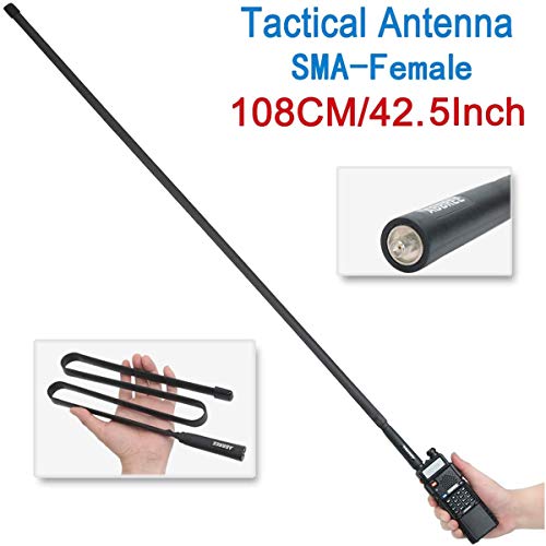 ABBREE Tactical Antenna 42.5Inch SMA-Female Dual Band 144/430Mhz Foldable Compatible with 23.6 Inch Coaxial Cable Compatible with UV-5R UV-82HP BF-F8HP GT-3TP Ham Two Way Radio