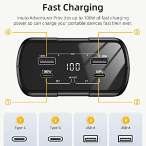 Portable MacBook Pro/Air Charger, imuto 100W Power Bank with 90W USB-C Charger Bundle, 99wh (26800mah) Portable Laptop Charger for Dell XPS, Lenovo, iPhone 14/13, Samsung, iPad Pro, Steam Deck, Switch