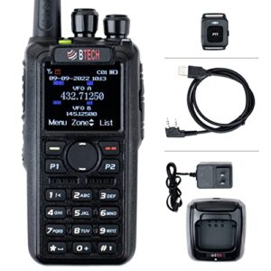 btech dmr-6x2 pro digital dmr and analog 7-watt dual band two-way radio (136-174mhz vhf & 400-480mhz uhf). supports bluetooth, aprs, gps, roaming, aes256 encryption, recording, and more