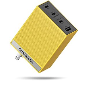 Shargeek USB C Charger, GaN Charger 100W, Wall Charger Multiport Quick Charging Station for iPhone 14/Pro, PPS PD 3.0 MacBook Pro/Air, Dell XPS, Pixel, iPad Pro, and More (Yellow)