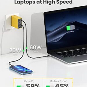 Shargeek USB C Charger, GaN Charger 100W, Wall Charger Multiport Quick Charging Station for iPhone 14/Pro, PPS PD 3.0 MacBook Pro/Air, Dell XPS, Pixel, iPad Pro, and More (Yellow)