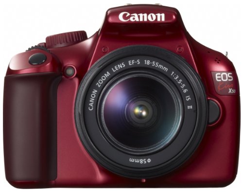 Canon Digital SLR Camera EOS Kiss X50 with EF-S18-55mm IS II Lens Kit (Red) - International Version (No Warranty)