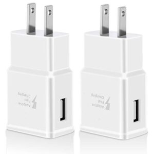 adaptive fast charging block usb wall charger plug adapter compatible with samsung galaxy s21/s21+/s21ultra/s20/note 20/10/s10 s10e s9 s8 s7 s6 edge plus active, note 8 9 quick charge (2 pack) (white)