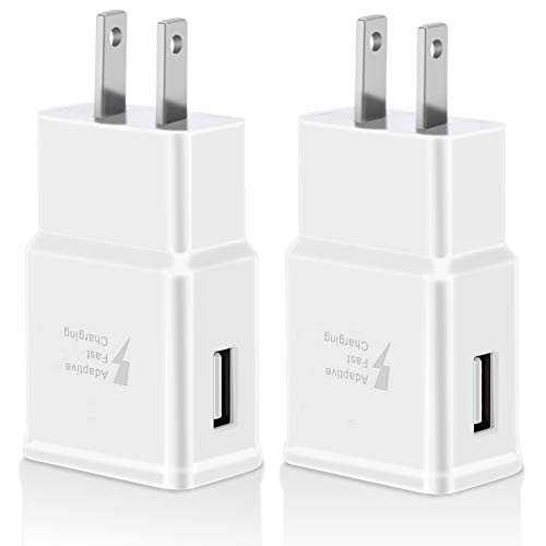 Adaptive Fast Charging Block USB Wall Charger Plug Adapter Compatible with Samsung Galaxy S21/S21+/S21Ultra/S20/Note 20/10/S10 S10e S9 S8 S7 S6 Edge Plus Active, Note 8 9 Quick Charge (2 Pack) (White)