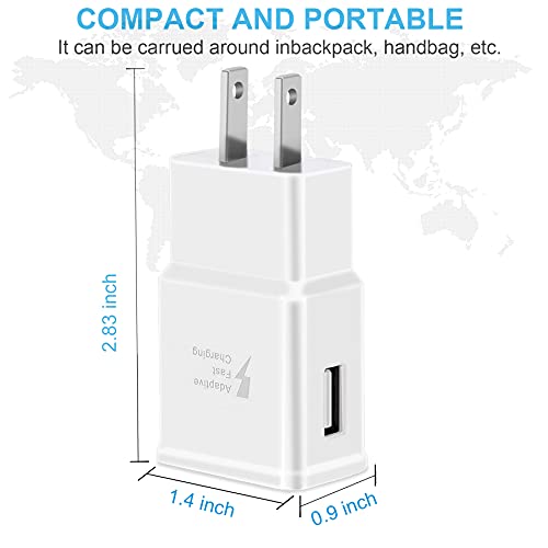 Adaptive Fast Charging Block USB Wall Charger Plug Adapter Compatible with Samsung Galaxy S21/S21+/S21Ultra/S20/Note 20/10/S10 S10e S9 S8 S7 S6 Edge Plus Active, Note 8 9 Quick Charge (2 Pack) (White)