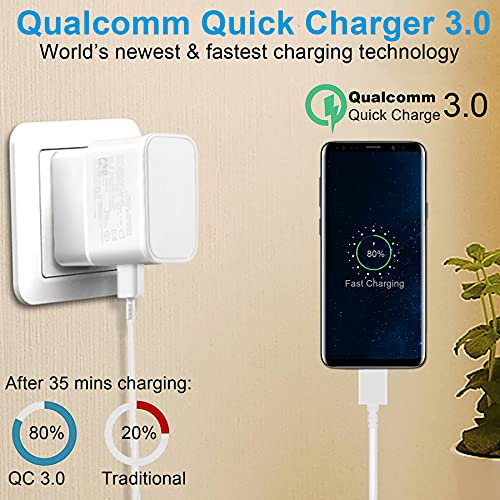 Adaptive Fast Charging Block USB Wall Charger Plug Adapter Compatible with Samsung Galaxy S21/S21+/S21Ultra/S20/Note 20/10/S10 S10e S9 S8 S7 S6 Edge Plus Active, Note 8 9 Quick Charge (2 Pack) (White)