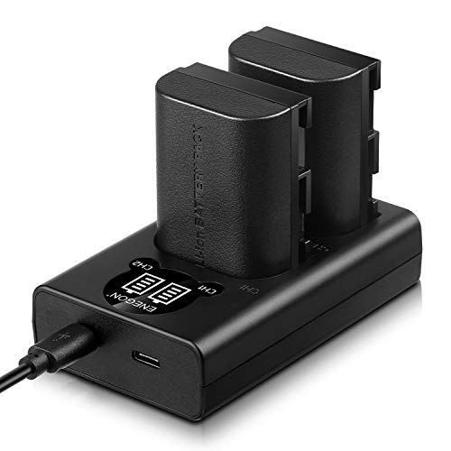 ENEGON LP-E6 Rechargeable Battery Pack (2pack) and Dual USB LED Charger, Compatible with Canon LP-E6, LP-E6N and Canon EOS R,R5,R6,5D Mark II III IV, 5Ds, 5DS R, 6D, 7D, 7D Mark II, 60D, 70D, 80D,90D