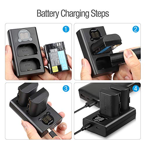 ENEGON LP-E6 Rechargeable Battery Pack (2pack) and Dual USB LED Charger, Compatible with Canon LP-E6, LP-E6N and Canon EOS R,R5,R6,5D Mark II III IV, 5Ds, 5DS R, 6D, 7D, 7D Mark II, 60D, 70D, 80D,90D