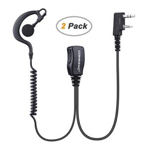 COMMIXC 2-Pack Walkie Talkie Earpiece, 3.5mm/2.5mm 2-Pin G Shape Walkie Talkie Headset with PTT Mic, Compatible with Kenwood Bao Feng Two-Way Radios