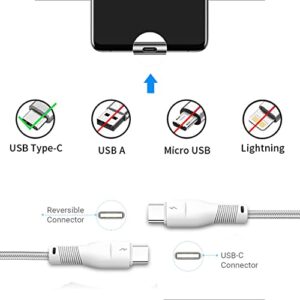 10FT 2Pack USB-C to USB C Cord,Long Charger Cable for Samsung Galaxy S22/S22 Plus/S22 Ultra/S21/S21 FE/S23/S23+/S23 Ultra/A52 5G/A53 5G/S20,Tab S7/S8,Pixel 6 7 Pro/4A 5G/5 5A,60W Fast Charging Charge