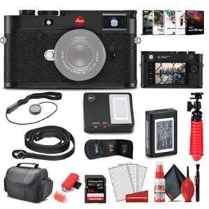 leica m10 – r digital rangefinder camera (black chrome) (20002) + 64gb extreme pro card + corel photo software + card reader + case + cleaning set + flex tripod + cap keeper – starter bundle