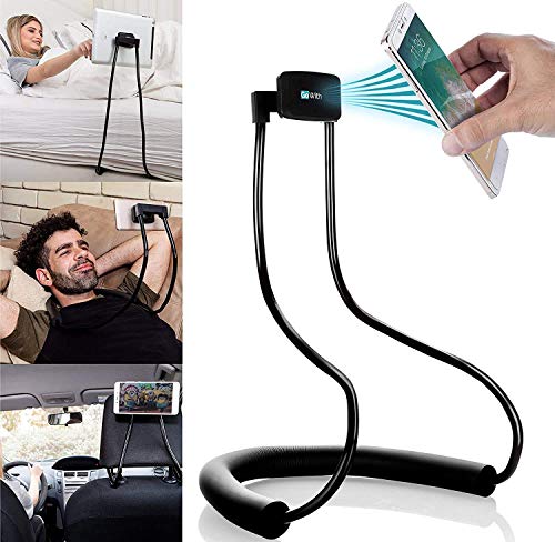 GOWITH Magnetic Tablet & Cell Phone Holder, Mobile Phone Stand, Lazy Bracket for Table, Bed, Car & Bike, Adjustable Rotating Gooseneck Mount with Flexible, Collapsible and Portable Design