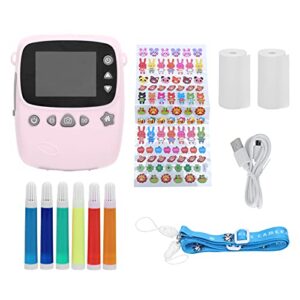 kids camera, digital camera print instant camera 1080p 2.4 inch screen video camera, 2 rolls of printing paper, 6 colors brush pen gift for 3-10 years age girls birthday kids toys(pink)