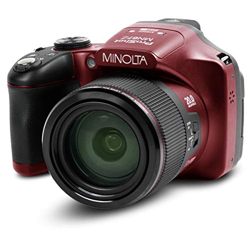 Minolta MN67Z 20MP Full HD Wi-Fi Bridge Camera with 67x Optical Zoom, Red Bundle with Bag, 32GB SD Card, Cleaning Kit, Card Reader