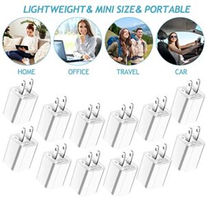 12 Pieces USB Wall Plugs USB Charger Blocks Charging Blocks for Wall Outlet 2.1a Dual Port USB Wall Plug Fast Charging for Most Smartphones and Tablets (White)