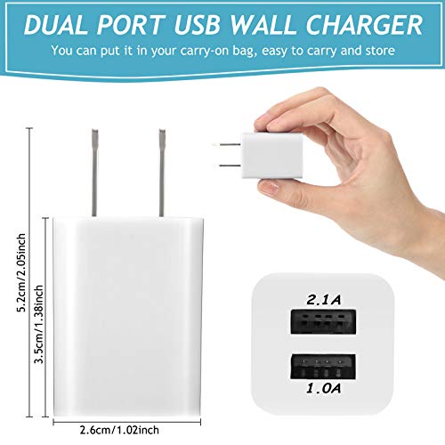 12 Pieces USB Wall Plugs USB Charger Blocks Charging Blocks for Wall Outlet 2.1a Dual Port USB Wall Plug Fast Charging for Most Smartphones and Tablets (White)