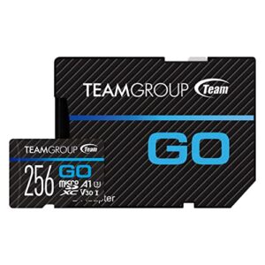 TEAMGROUP GO Card 256GB x 3 PACK Micro SDXC UHS-I U3 V30 4K for GoPro & Drone & Action Cameras High Speed Flash Memory Card with Adapter for Outdoor Sports, 4K Shooting, Nintendo-Switch TGUSDX256GU362