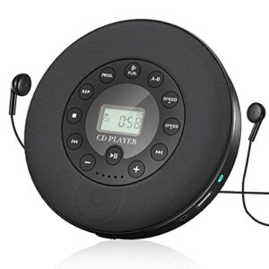 rechargeable portable bluetooth cd player,lukasa cd player portable,compact music cd disc player for car/travel, home audio boombox with stereo speaker & lcd display,support cd usb aux input,2000mah