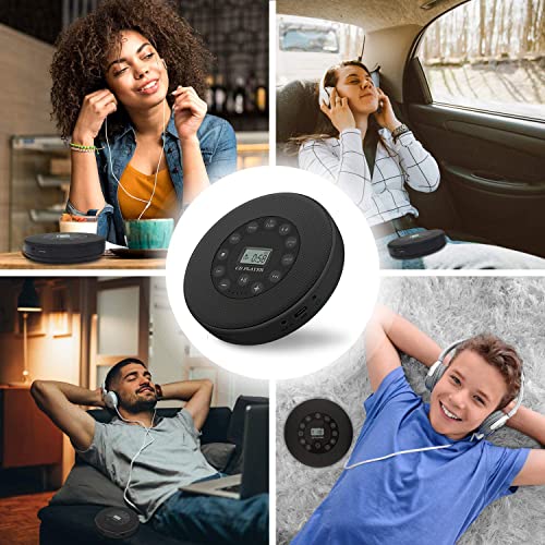 Rechargeable Portable Bluetooth CD Player,Lukasa CD Player Portable,Compact Music CD Disc Player for Car/Travel, Home Audio Boombox with Stereo Speaker & LCD Display,Support CD USB AUX Input,2000mAh