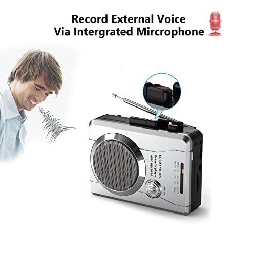 Portable Walkman Cassette Recorder with AM FM Stereo Radio and Voice Recorder,Compat Personal Walkman Cassette Tape Player/Recorder with Built in Speaker and Earphones,Microphone