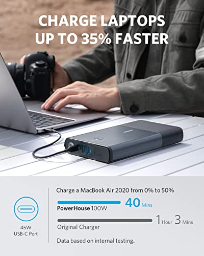 Anker Power Bank Powerhouse 90 87.6Wh with 100W AC Outlet/45W USB-C Power Delivery Port, Portable Charger for iPhone, Samsung Galaxy, iPad, MacBook, and More