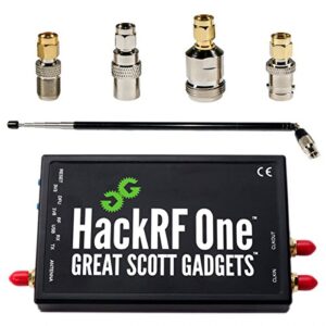 nooelec hackrf one software defined radio, ant500 & sma adapter bundle for hf, vhf & uhf. includes sdr with 1mhz-6ghz frequency range & 20mhz bandwidth, ant-500, and 4 sma adapters