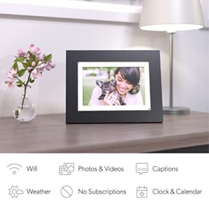 Brookstone PhotoShare 8” Smart Digital Picture Frame, Send Pics from Phone to Frames, WiFi, 8 GB, Holds 5,000+ Pics, HD Touchscreen, Premium Black Wood, Easy Setup, No Fees