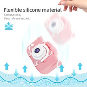 YUE3000 Upgrade Kids cat Camera,Gifts for Boys and Girls of Age 3-9, 1080P HD Digital Video Cameras for Toddler, 20M high -Definition Digital Camera, Suitable for Portable Toys with 32GB SD Card-Pink