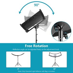 Neewer Clamshell Light Reflector Diffuser with Carrying Bag, 39”×18”/100x45cm Photography Curved Lighting Reflector for Photo Studio Photography, Black/White/Gold/Silver Colors (Stand Not Included)