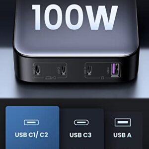 UGREEN 100W USB C Charger, Nexode 4 Ports USB C Charging Station, GaN Fast Desktop Charger Compatible with MacBook Pro, Dell XPS 15, iPhone 14 Pro Max/13, Galaxy S23 Ultra, iPad, Steam Deck and More