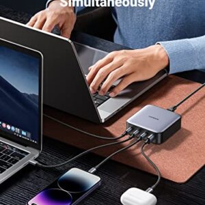 UGREEN 100W USB C Charger, Nexode 4 Ports USB C Charging Station, GaN Fast Desktop Charger Compatible with MacBook Pro, Dell XPS 15, iPhone 14 Pro Max/13, Galaxy S23 Ultra, iPad, Steam Deck and More