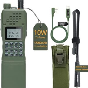 Baofeng AR-152 10W Ham Radio Tactical Powerful Dual Band Radio Handheld Long Range Two Way Radio with Tactical Antenna,12000mAh Battery and Programming Cable Full Set