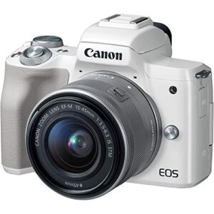 canon eos m50 wi-fi digital ilc camera & ef-m 15-45mm is stm lens (white)