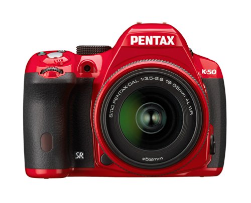 Pentax K-50 16MP Digital SLR Camera Kit with DA L 18-55mm WR f3.5-5.6 and 50-200mm WR Lenses (Red)