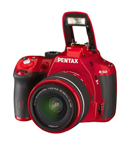 Pentax K-50 16MP Digital SLR Camera Kit with DA L 18-55mm WR f3.5-5.6 and 50-200mm WR Lenses (Red)