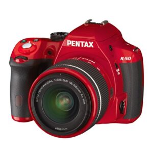 Pentax K-50 16MP Digital SLR Camera Kit with DA L 18-55mm WR f3.5-5.6 and 50-200mm WR Lenses (Red)