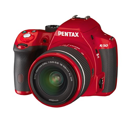 Pentax K-50 16MP Digital SLR Camera Kit with DA L 18-55mm WR f3.5-5.6 and 50-200mm WR Lenses (Red)