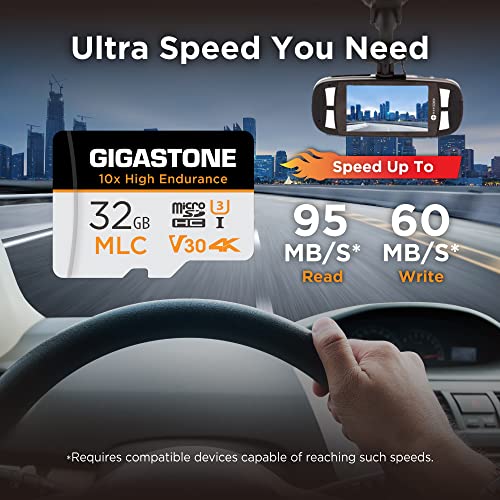 [10x High Endurance] Gigastone Industrial 32GB 5-Pack MLC Micro SD Card, 4K Video Recording, Security Cam, Dash Cam, Surveillance Compatible 95MB/s, U3 C10, with Adapter [5-Yrs Free Data Recovery]