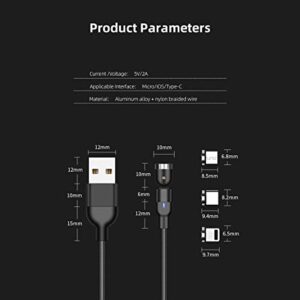 BoxWave Cable Compatible with LG Tone Free FP9 - MagnetoSnap AllCharge Cable, Magnet Charging Cable USB Type-C Micro USB for LG Tone Free FP9 - Jet Black