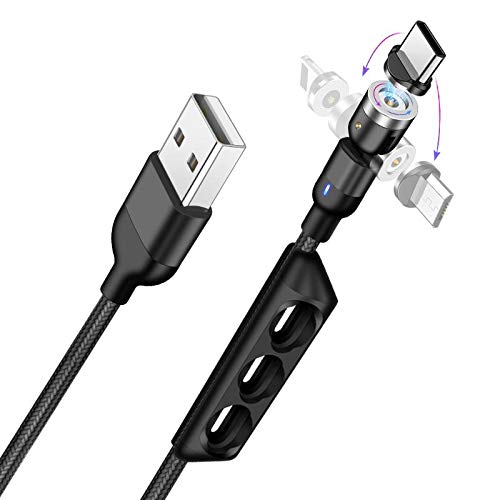 BoxWave Cable Compatible with LG Tone Free FP9 - MagnetoSnap AllCharge Cable, Magnet Charging Cable USB Type-C Micro USB for LG Tone Free FP9 - Jet Black