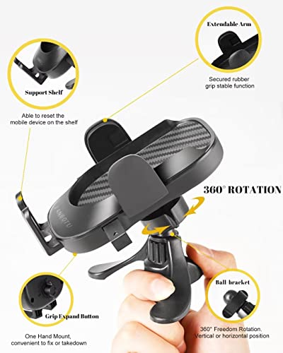 BANBOTU Car Phone Holder Mount - Socket Grips Pop Cradles Friendly, Hands-Free 360° Rotatable & Anti-Shake Air Vent Mount, Universal Car Phone Holder Compatible with Thick Case & All Mobiles