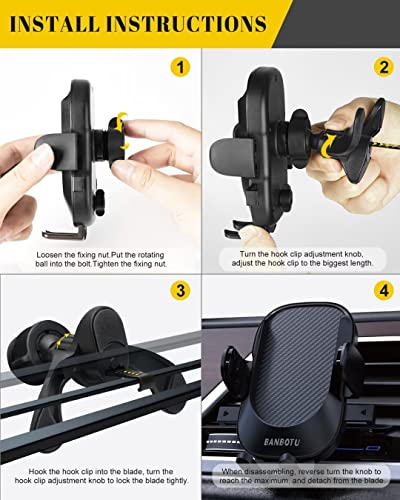 BANBOTU Car Phone Holder Mount - Socket Grips Pop Cradles Friendly, Hands-Free 360° Rotatable & Anti-Shake Air Vent Mount, Universal Car Phone Holder Compatible with Thick Case & All Mobiles