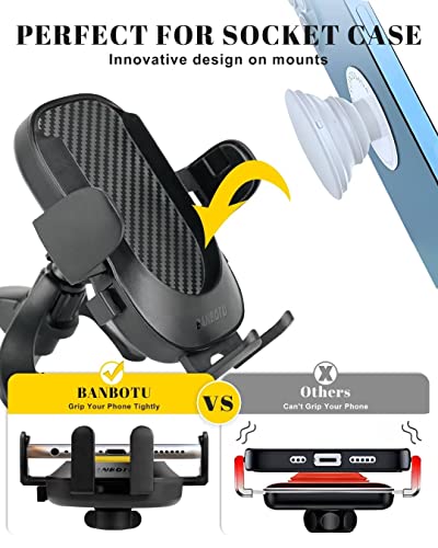 BANBOTU Car Phone Holder Mount - Socket Grips Pop Cradles Friendly, Hands-Free 360° Rotatable & Anti-Shake Air Vent Mount, Universal Car Phone Holder Compatible with Thick Case & All Mobiles