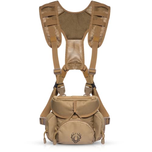 Boundless Performance Binocular Harness Chest Pack - Our Bino Harness case is Great for Hunting, Hiking, and Shooting - Bino Straps Secure Your Binoculars - Holds rangefinders, Bullets, Gear - Coyote