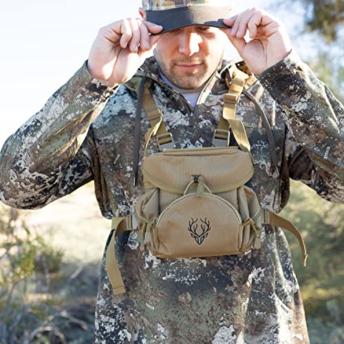 Boundless Performance Binocular Harness Chest Pack - Our Bino Harness case is Great for Hunting, Hiking, and Shooting - Bino Straps Secure Your Binoculars - Holds rangefinders, Bullets, Gear - Coyote