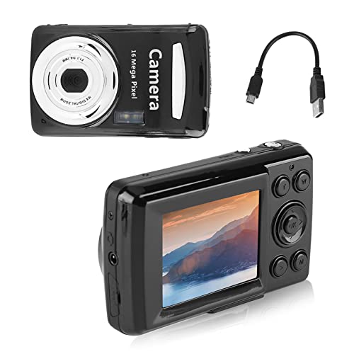 Mini Video Camera, 2.4 inch LCD Screen, Digital Camera with Superior Sensor, Portable 1600 W Full HD Compact Camera, 4X Digital Zoom, Fill Light(Black)